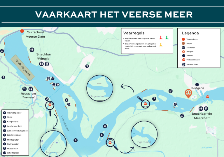 Varen Veerse Meer | Vaarkaart & Route | Bootverhuur Zeeland